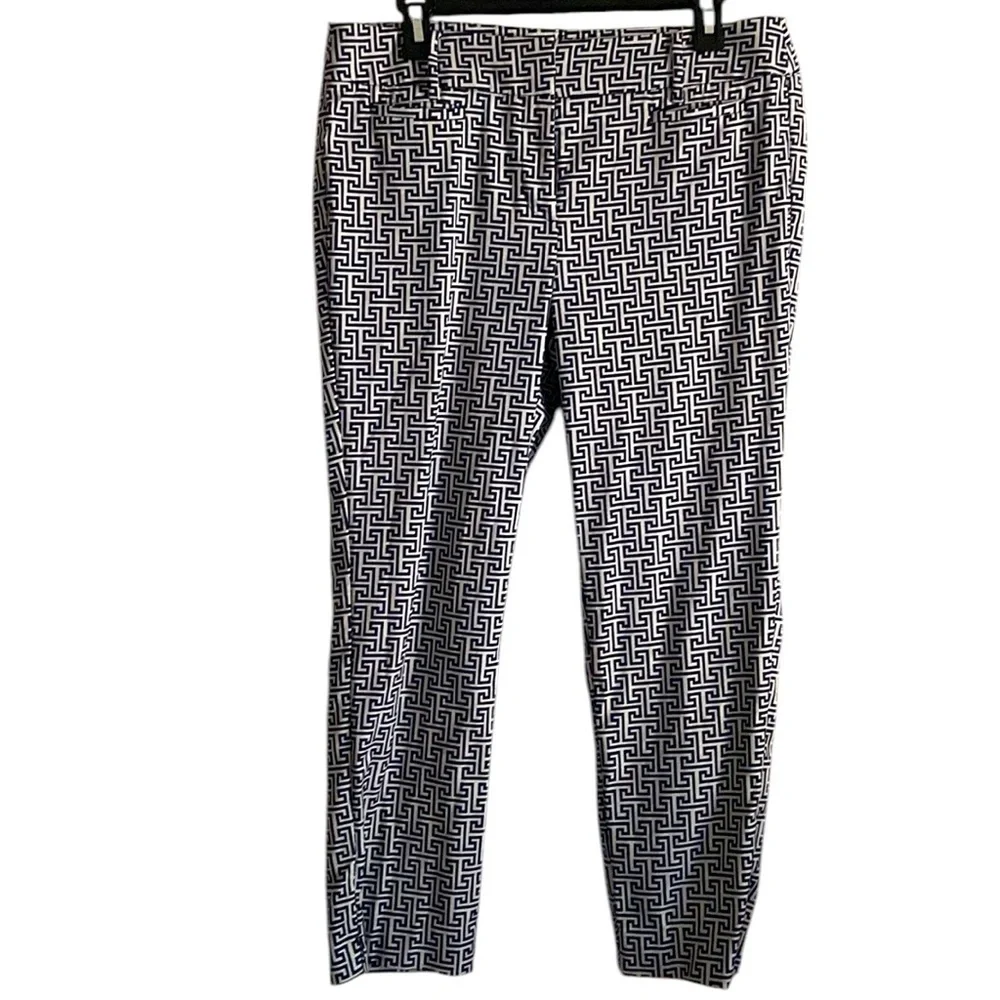 LOFT | Pants & Jumpsuits | Loft Marisa Blue And White Greek Key Cotton ...